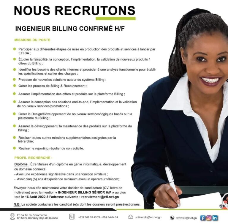 Offre d'emploi : ETI SA recrute 1 ingénieur bilingue - Saboui.com